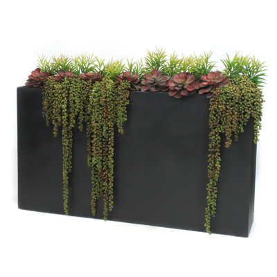 faux plants in rectangular planter