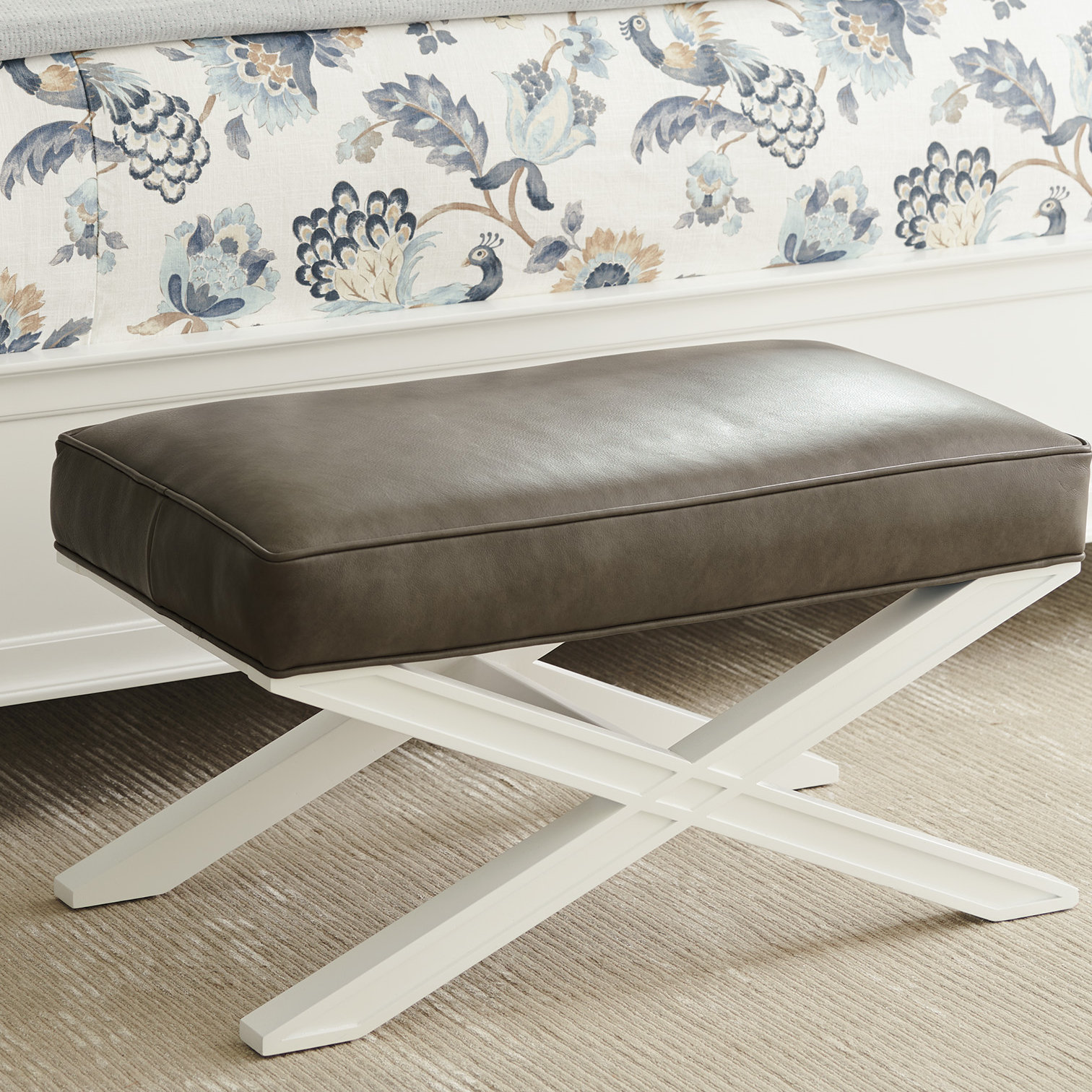 Lexington Avondale Vaughan Leather Ottoman | Wayfair