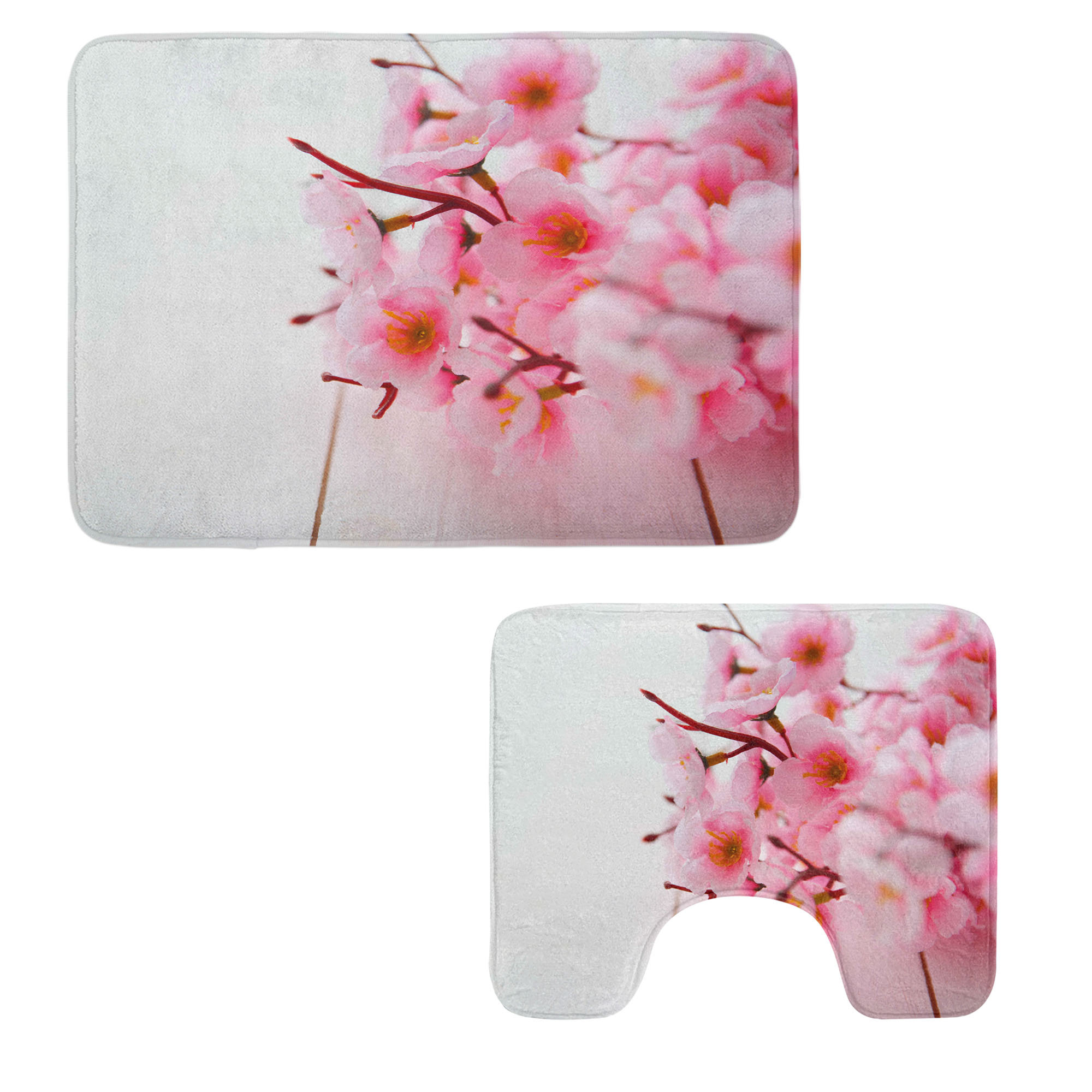 East Urban Home Floral Bathroom Rug Set 2 Pieces Rectangle & Contour ...