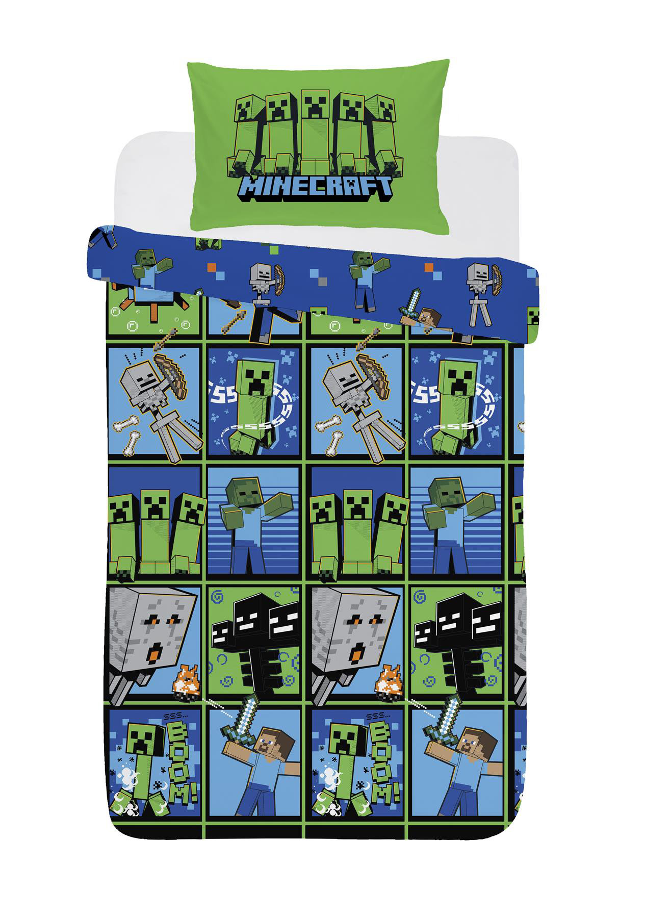 HomeSpace Direct Minecraft Duvet Cover Set Double Creeper Design ...