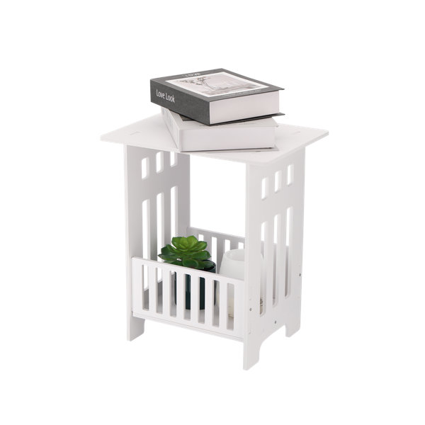 Winston Porter White Side Table, Modern Night Stand With Storage Space ...