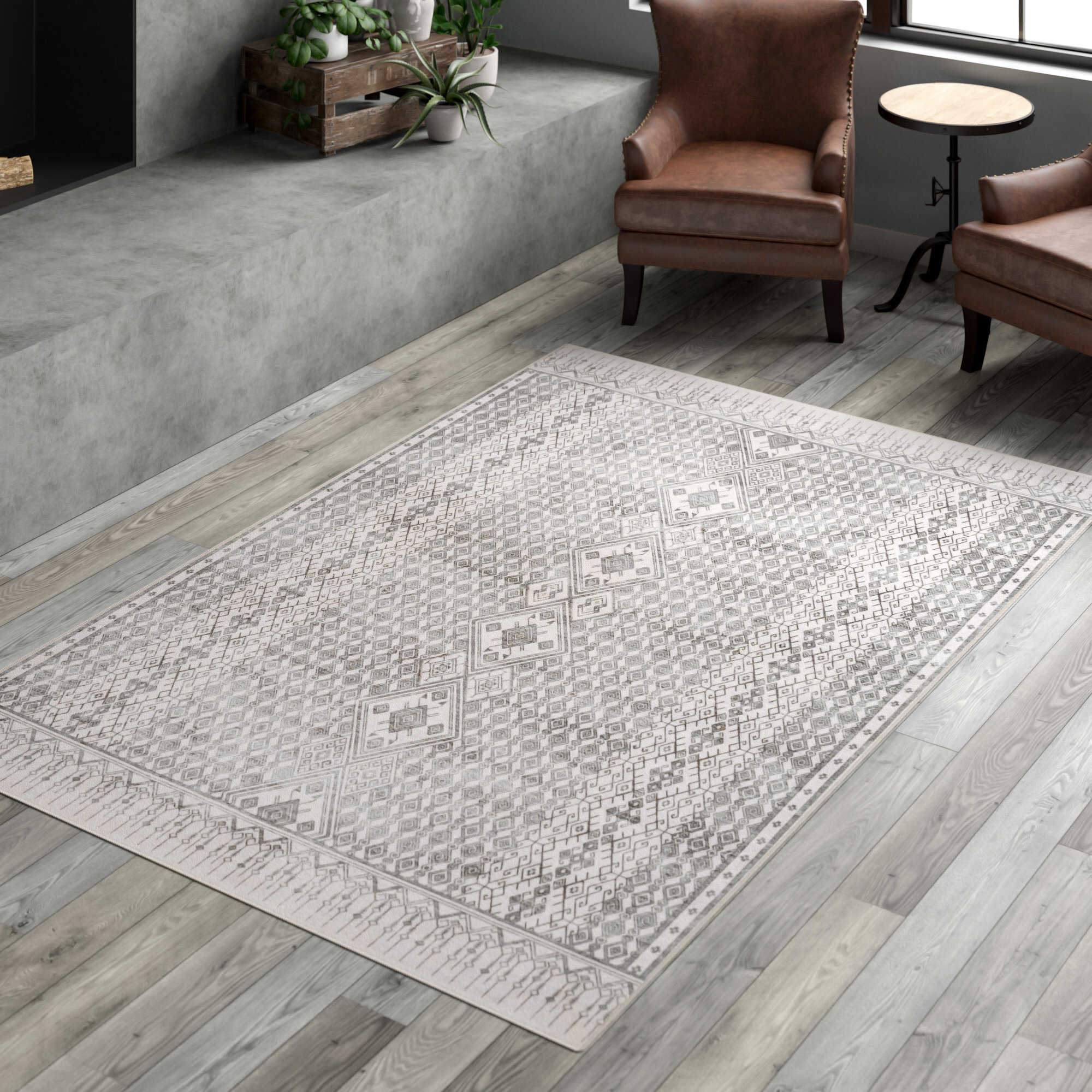 Wade Logan Hettie Trellis Machine Washable Area Rug for Living Room ...