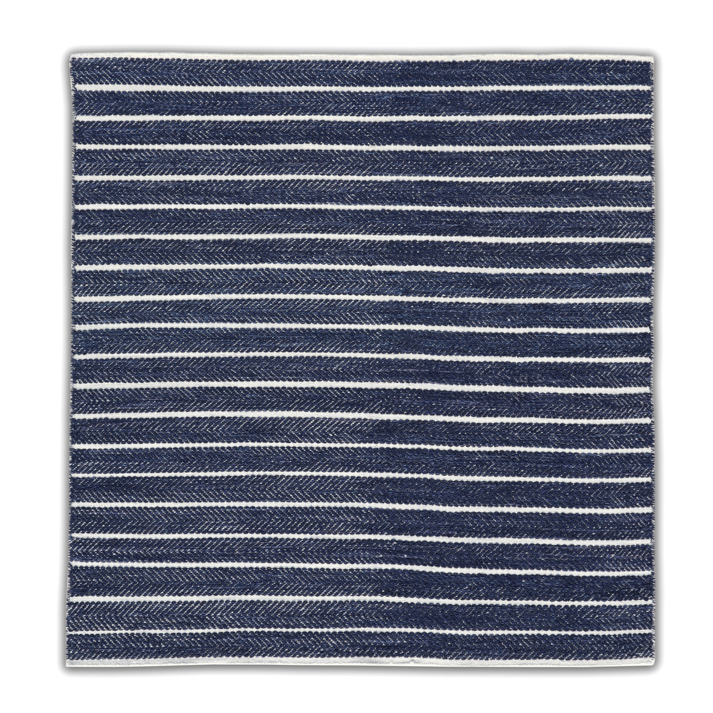 Tufty Home Coastal Directional Striped Flatweave Blue/White Wool Area ...