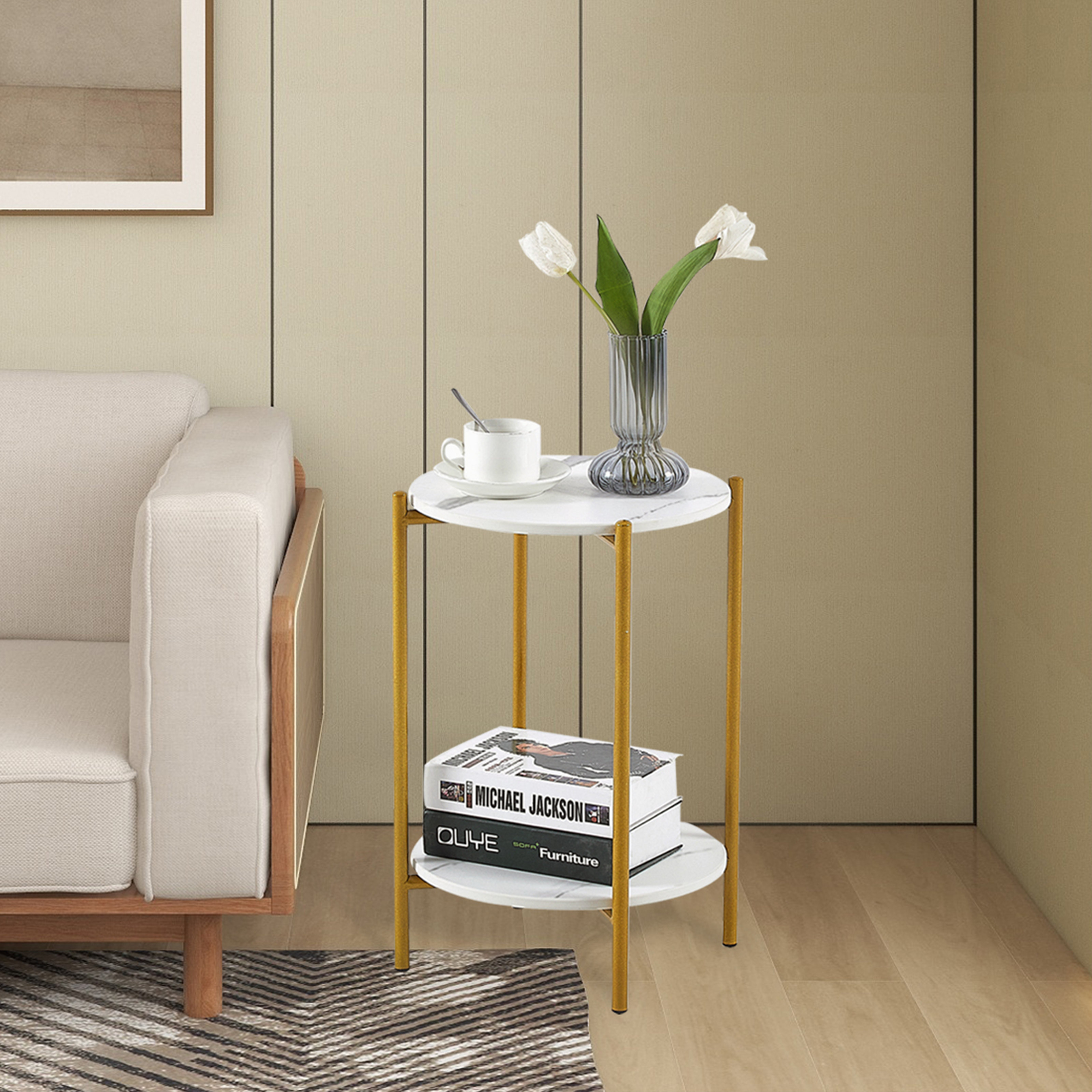 Mercer41 Kia-Leigh Tray Top Cross Legs End Table with Storage | Wayfair