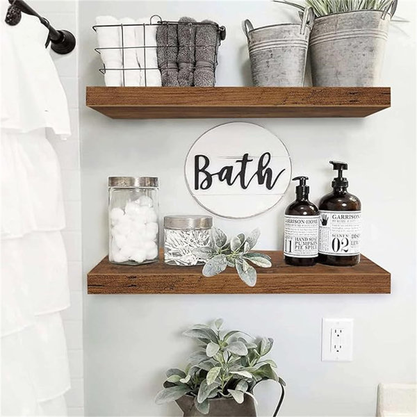Millwood Pines Bathroom Shelves 24 Inches Long Floating Shelf For Wall ...