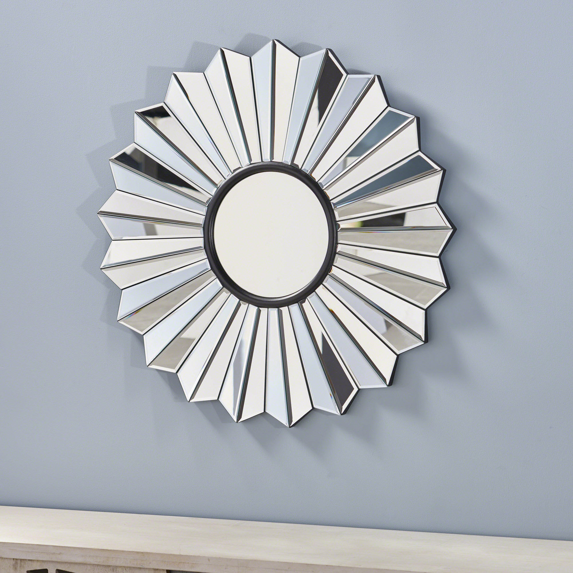 Mercer41 Modern Deco Round Flower Shape Mirror For Living Room | Wayfair
