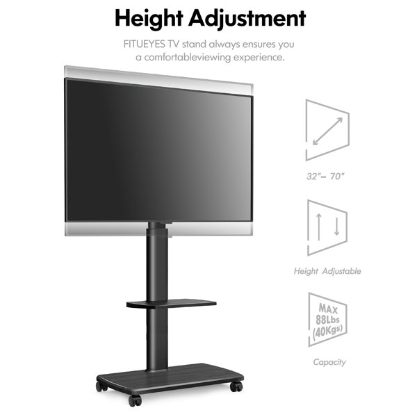 Symple Stuff Abbing Floor Stand for 32-70 inch TV, Height Adjustment ...