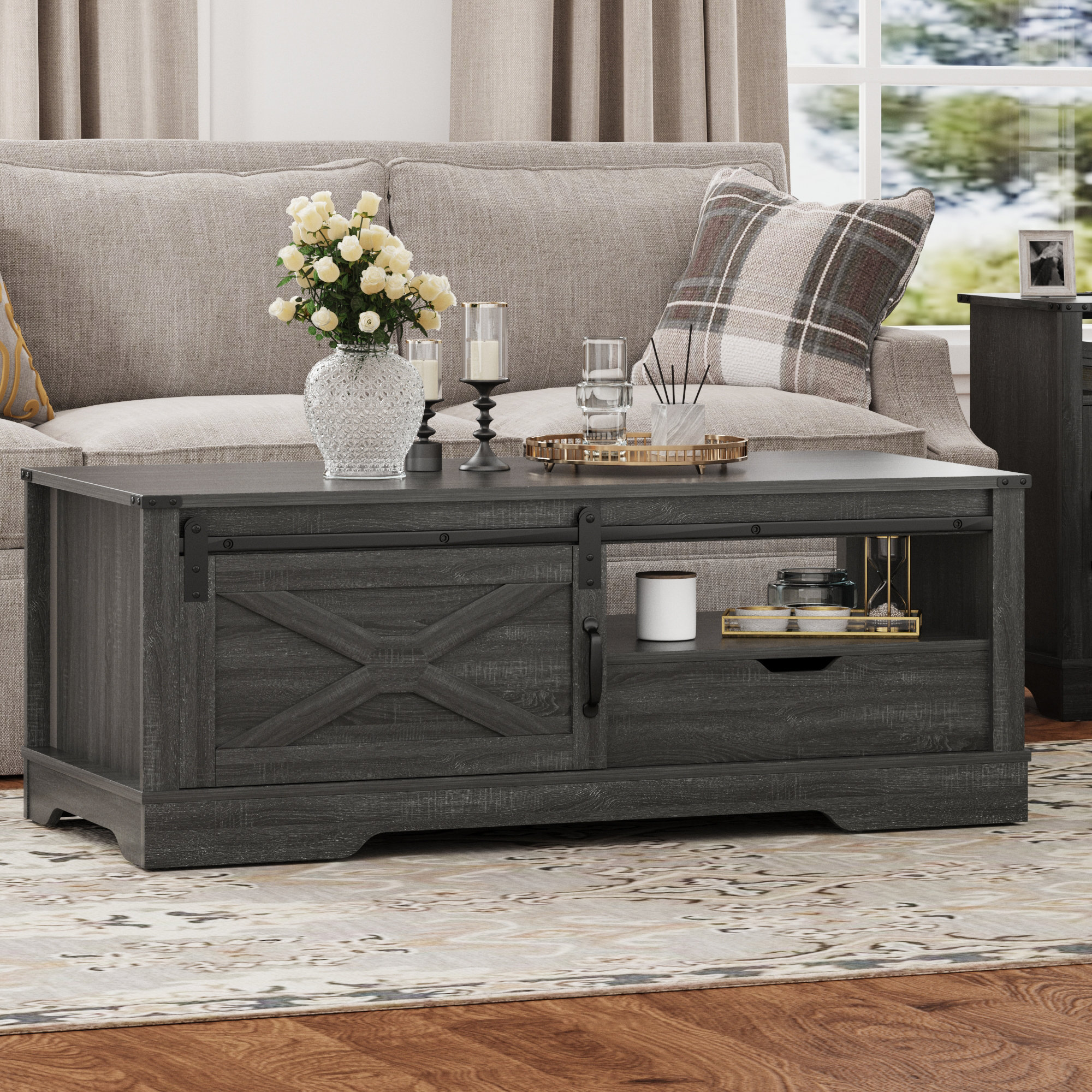 Laurel Foundry Modern Farmhouse® Brady 47" Farmhouse Coffee Table with ...