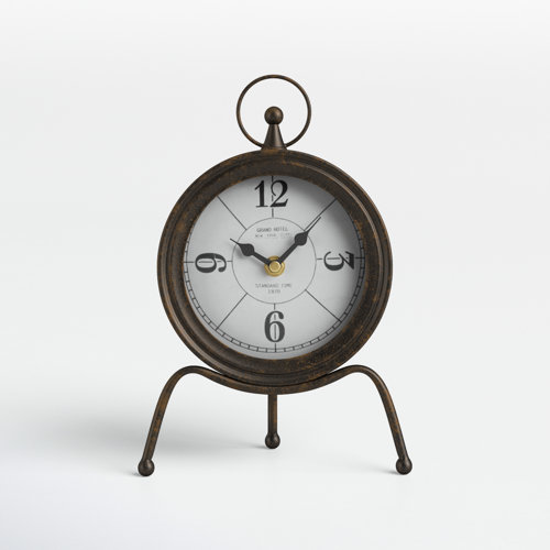 Analog Mechanical Tabletop Clock in Dark Brown & Reviews | Birch Lane