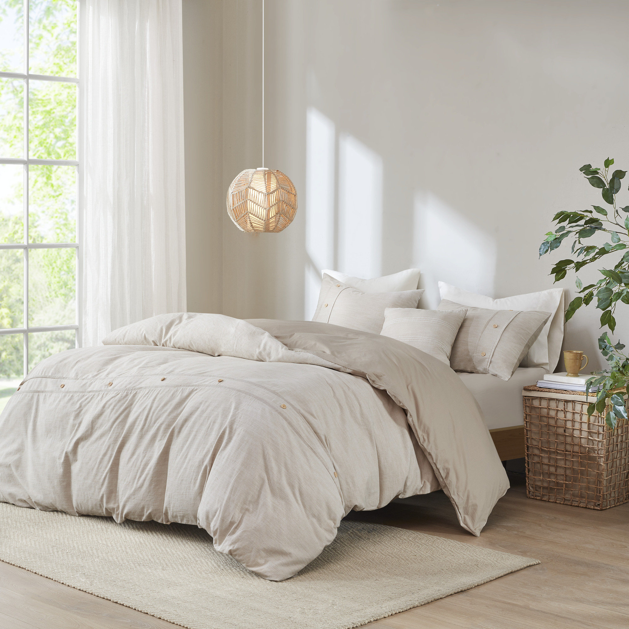 Madison Park Dover Organic Cotton Oversized Comforter Cover Set w ...