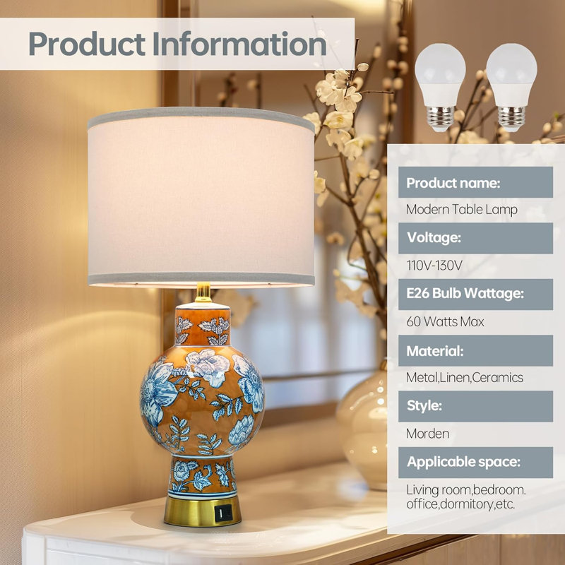 Red Barrel Studio® Vase Design Bedroom Table Lamp | Wayfair