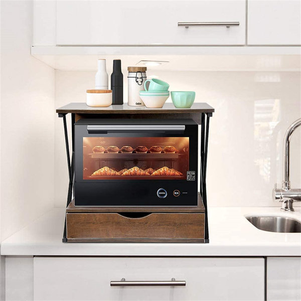 17 Stories 2 Tier Kitchen Countertop Microwave Stand, Home Office ...