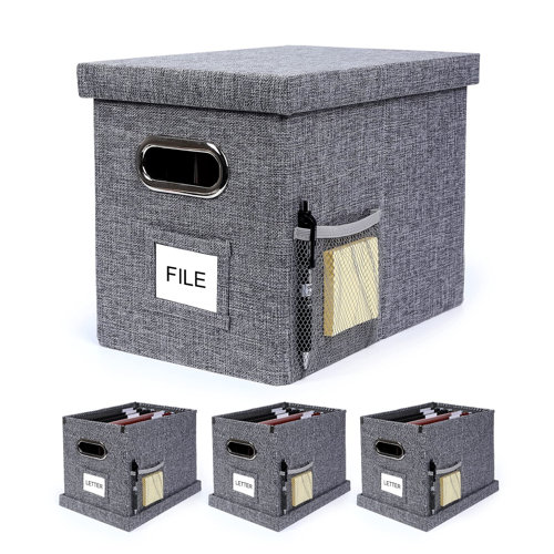 Blooming Desktop File Organizer, Portable Foldable File Box With Lid, 4 ...