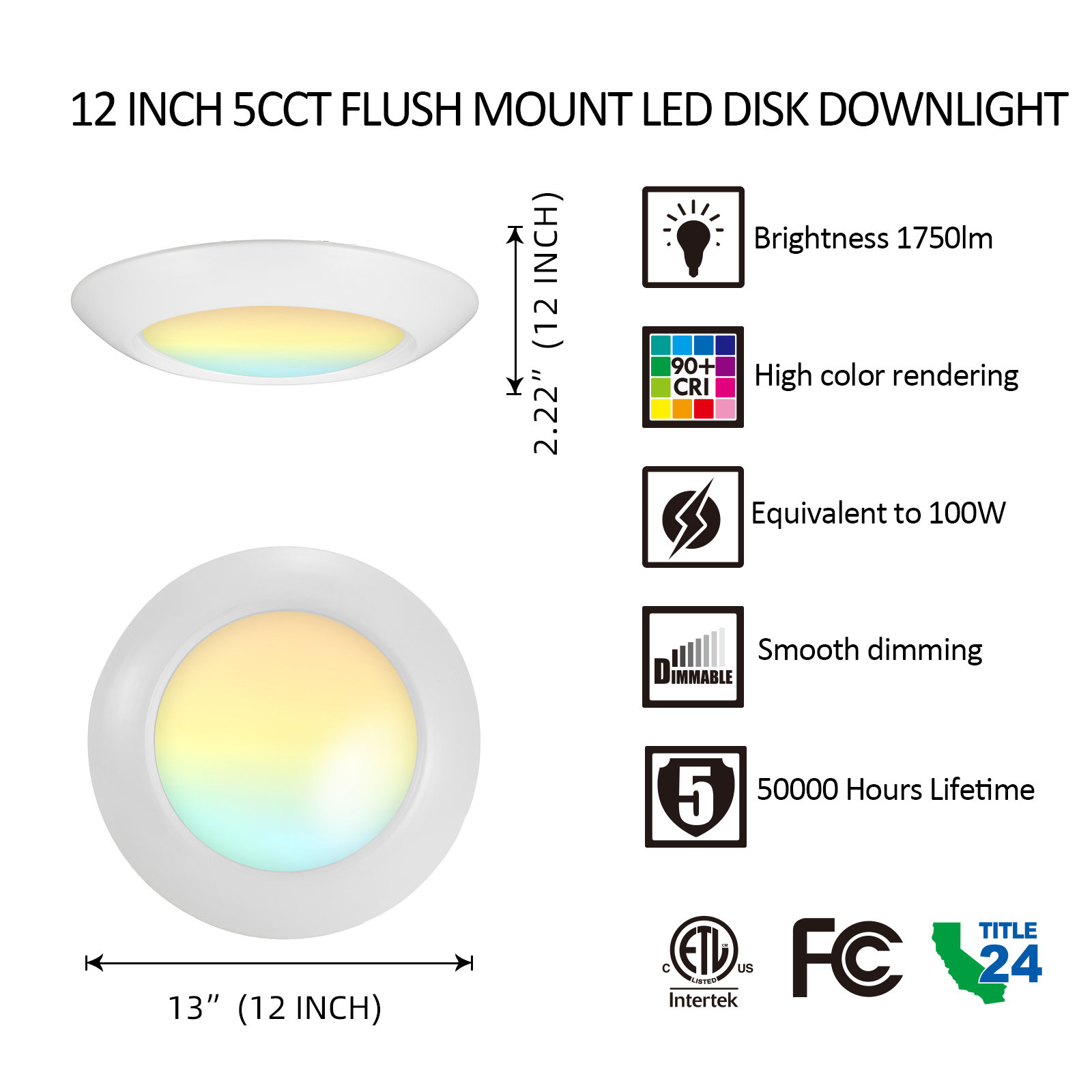 RUN BISON 13" Selectable CCT New Construction LED Recessed Lighting Kit ...