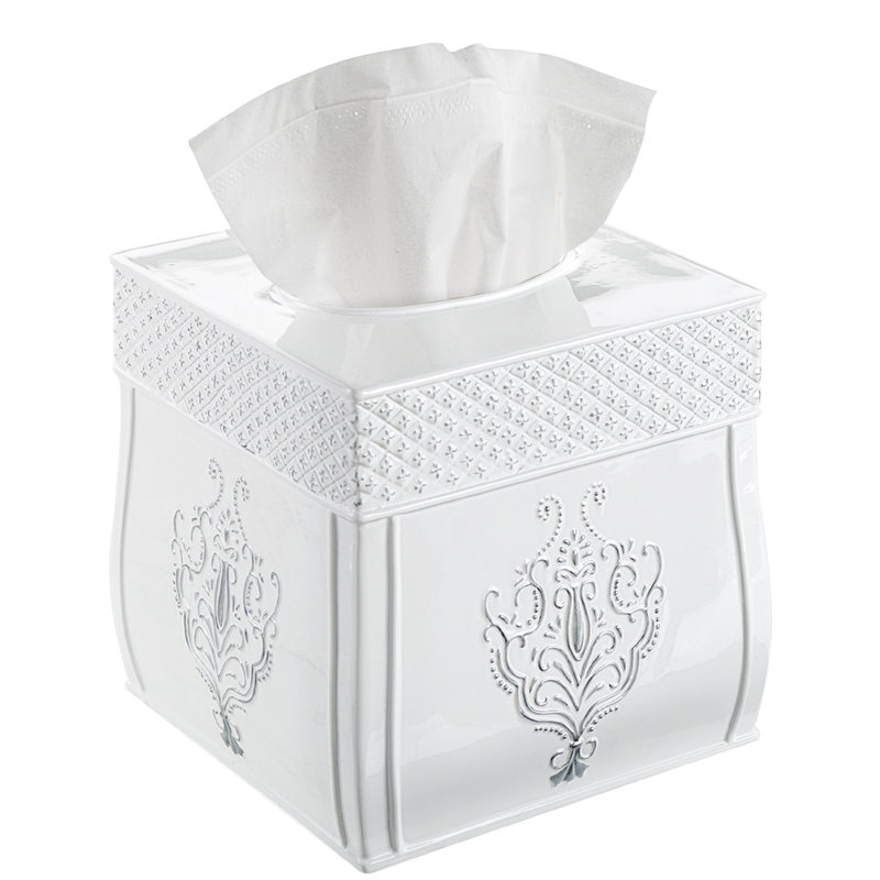 Creative Scents Vintage White Freestanding Square Tissue Box Cover ...
