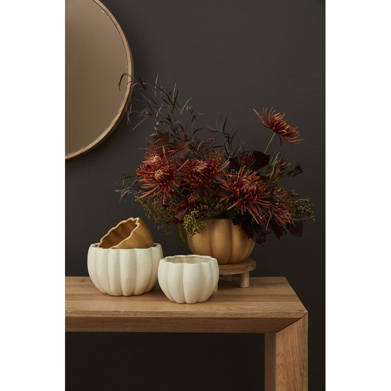 Joss & Main Kathy Pumpkin 2-Piece Ceramic Pot Planter Set | Wayfair