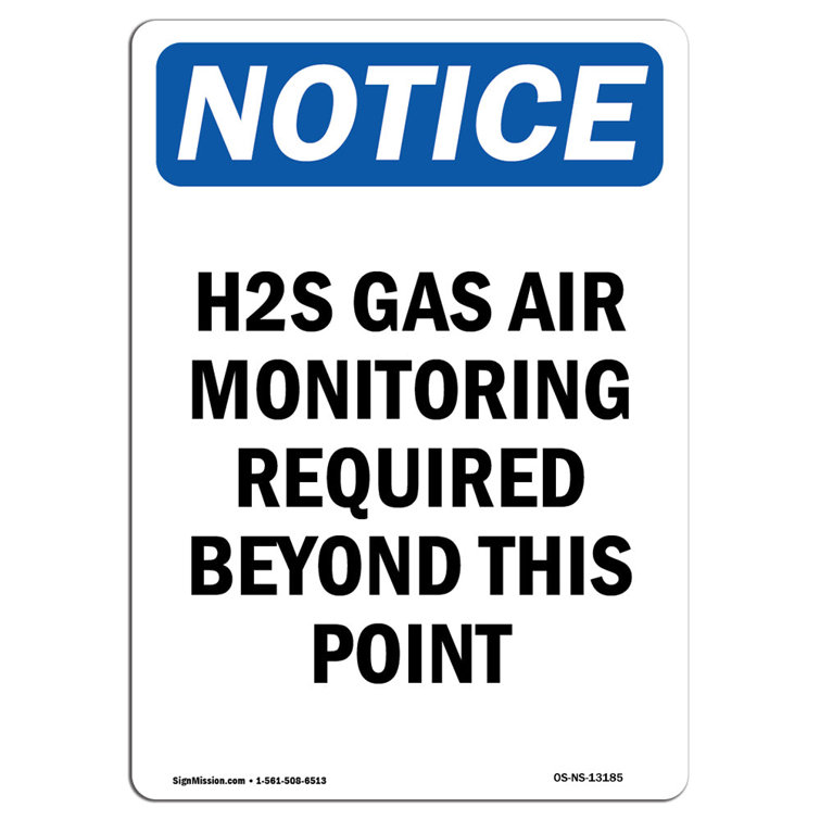 SignMission H2S Gas Air Monitoring Required Sign | Wayfair