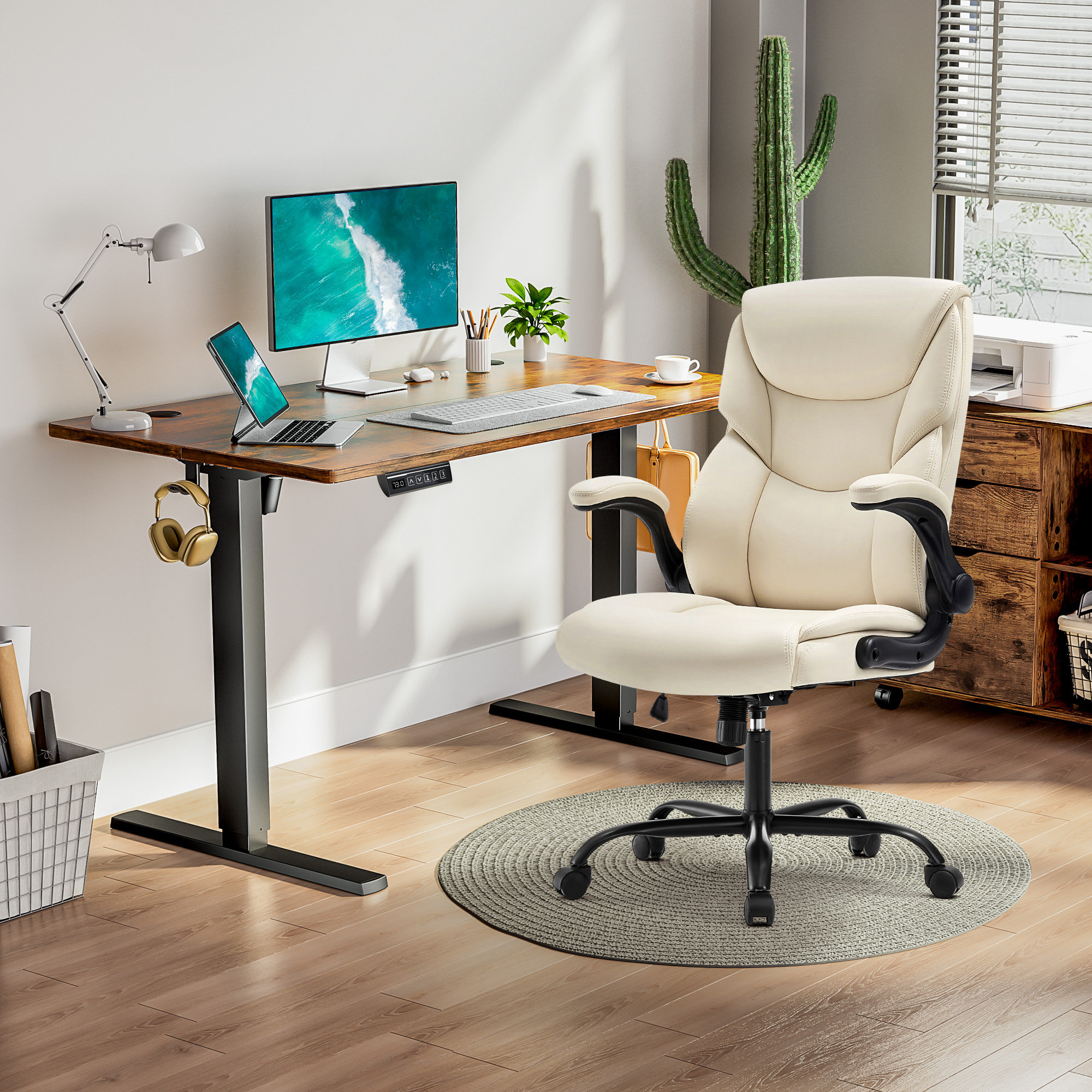 Inbox Zero Standing & Height-Adjustable Desks Office Set With Executive ...