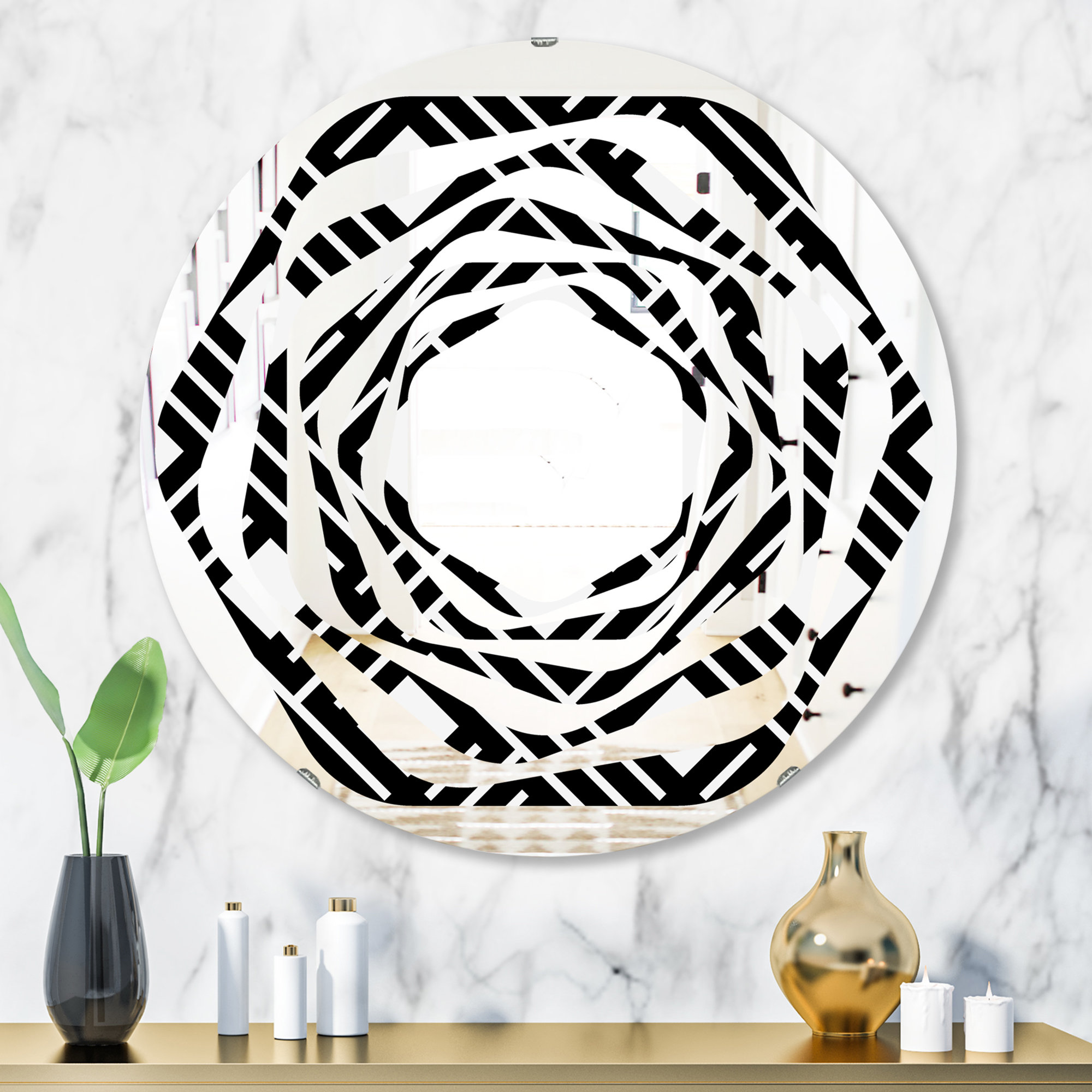 East Urban Home Whirl Monochrome Geometric Pattern II Modern Frameless ...