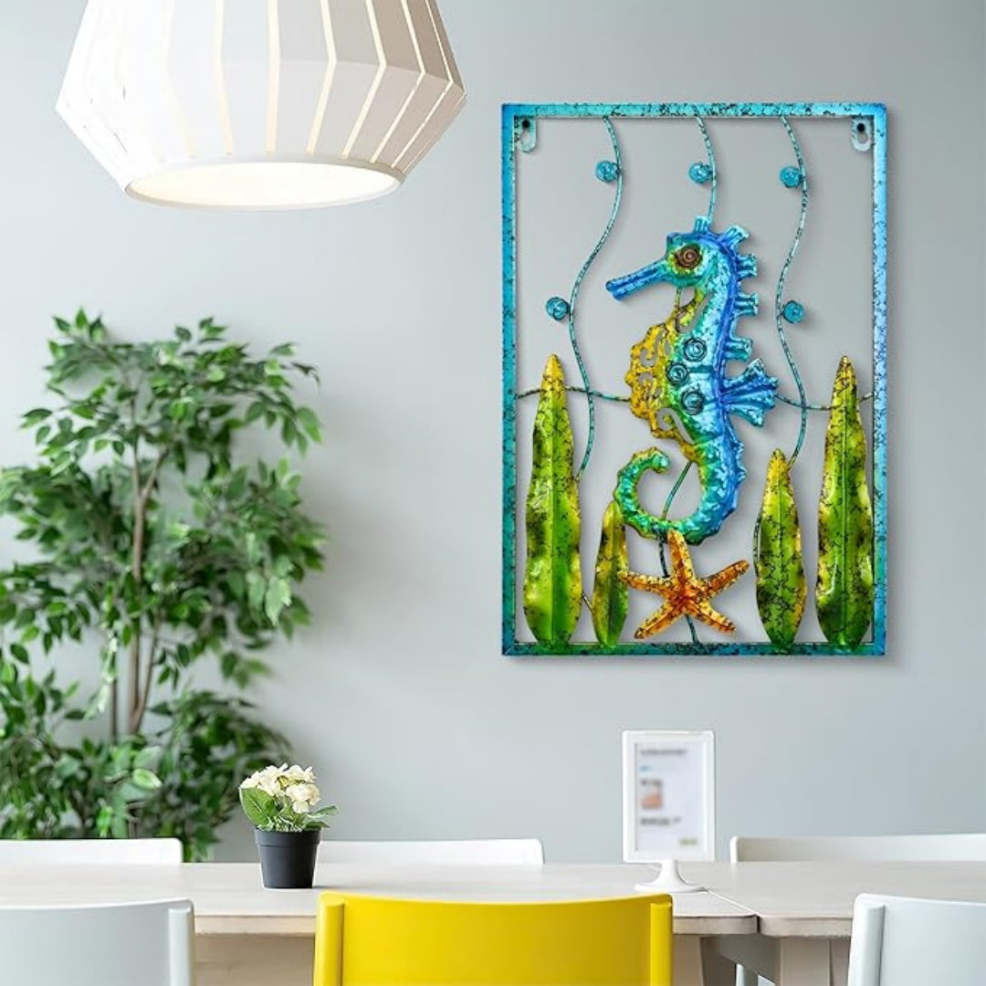 Dakota Fields Metal Seahorse Beach Themed Bathroom Wall Art Decor ...
