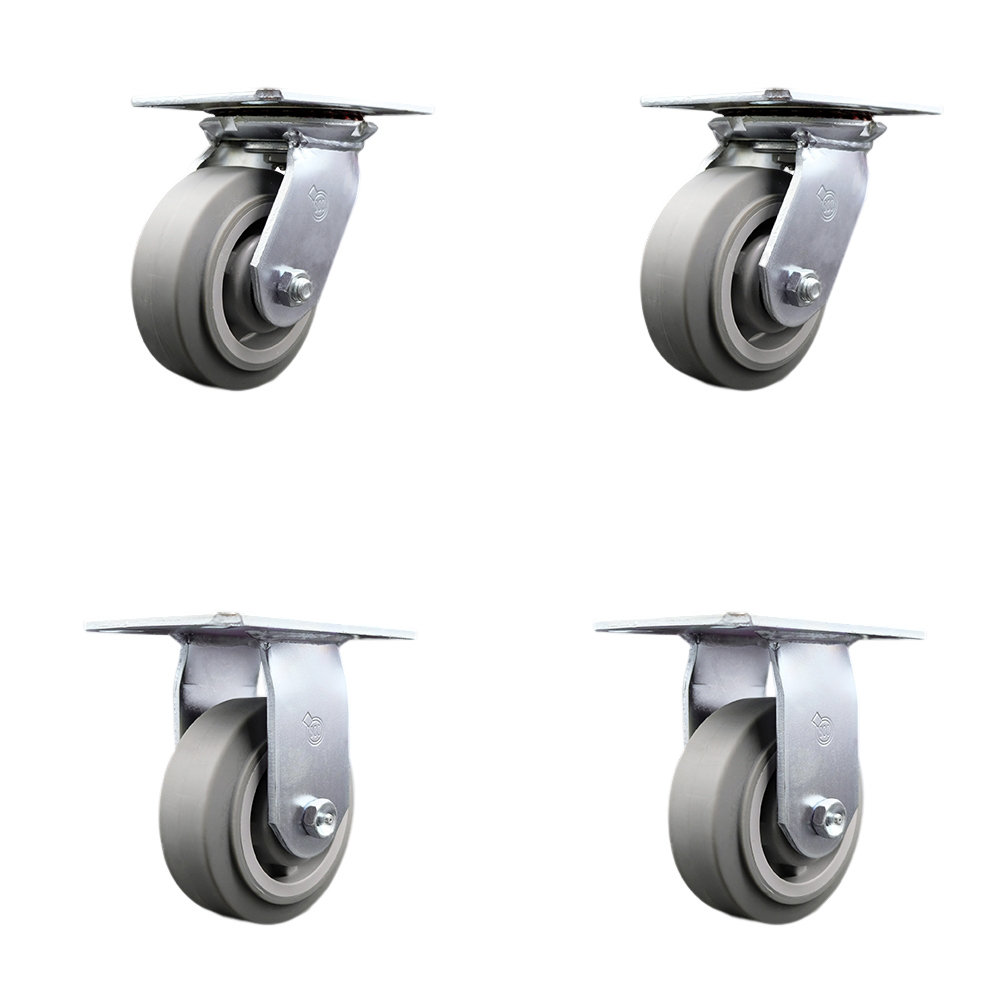 Service Caster 5 Inch Thermoplastic Caster Set with Ball Bearings 2 ...