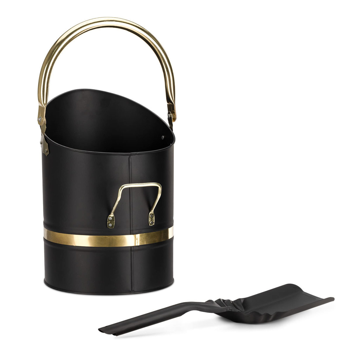 Red Barrel Studio® Fireplace Ash Bucket - Black Metal Bucket With ...