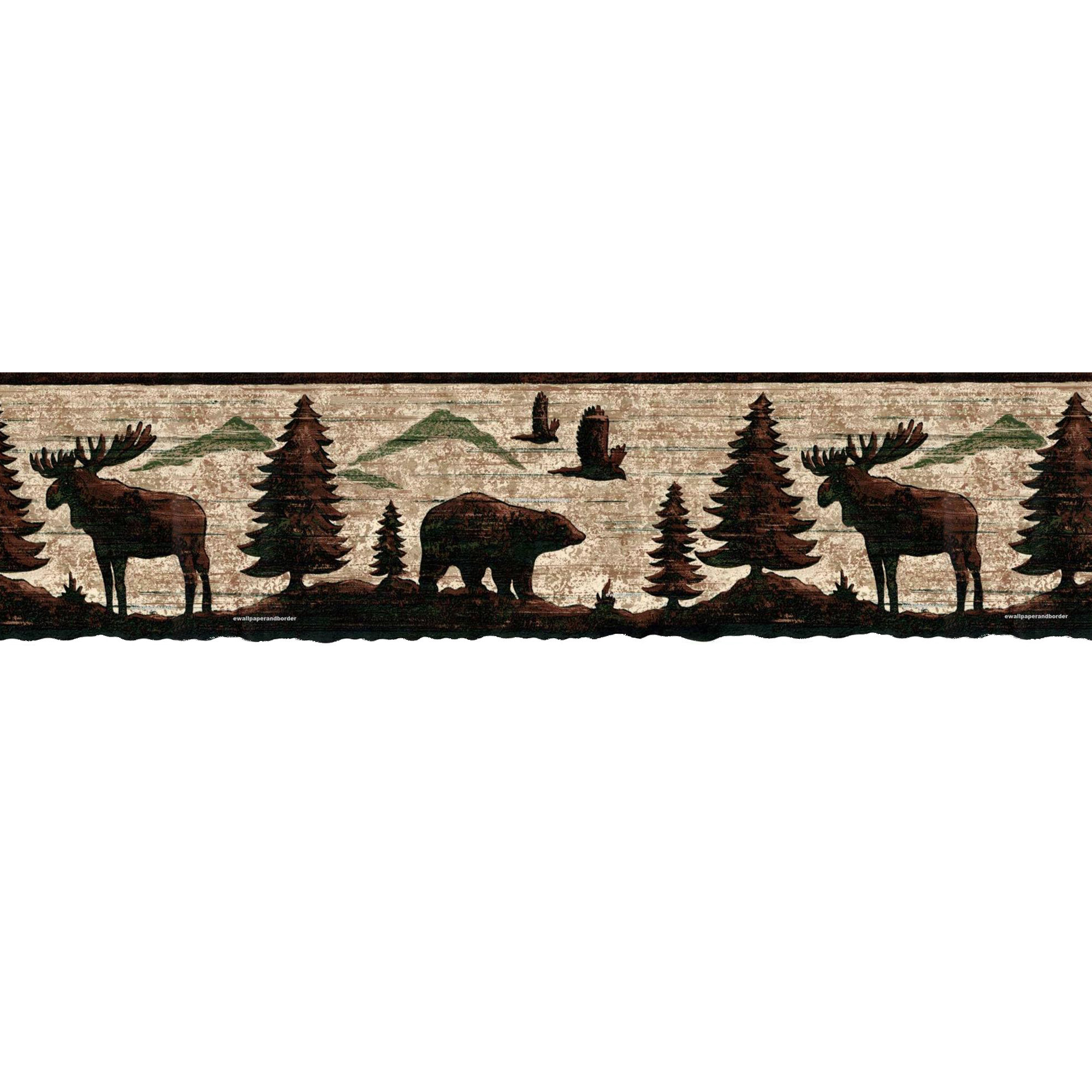 Millwood Pines Country Moose Bear Eagle Pine Tree Wildlife Rustic Lodge ...