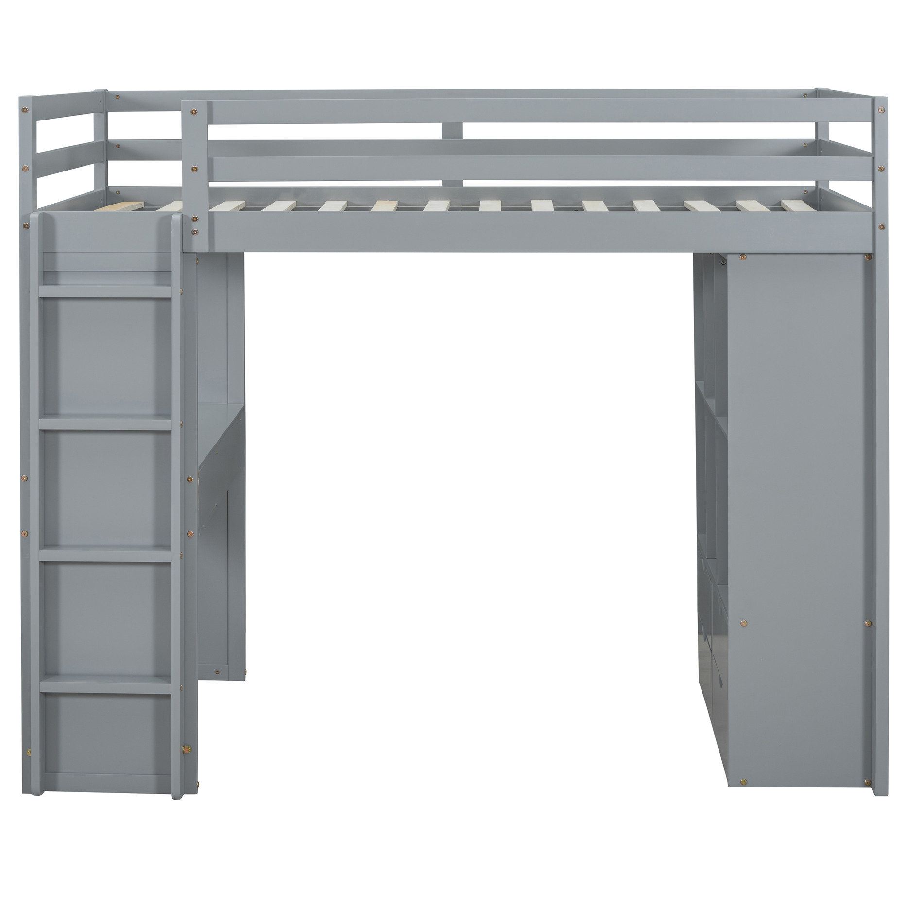 Alwyn Home Loft Bed With Space Shelves, Writing Desk, And Led - Solid ...