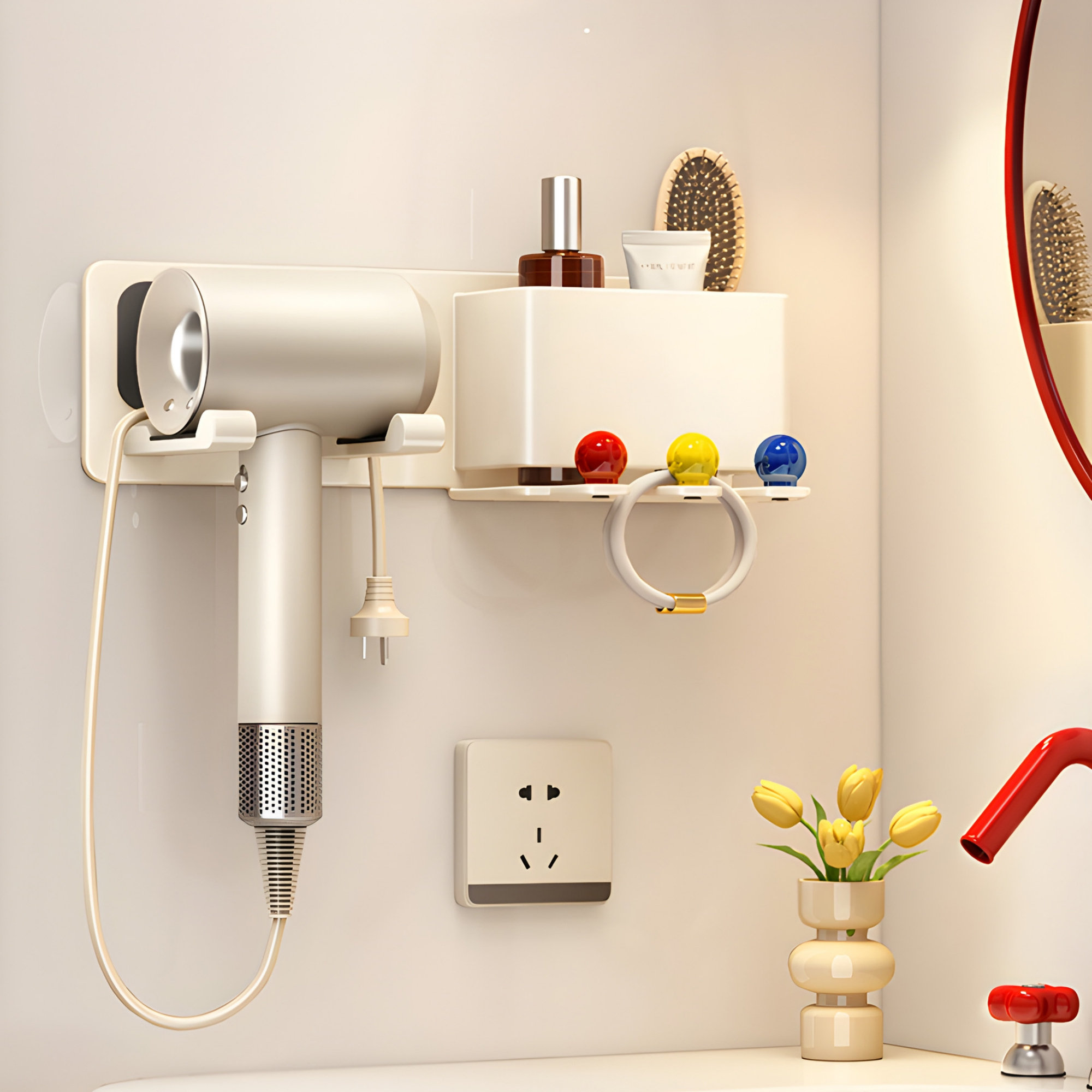 Rebrilliant Suction Cup Hair Dryer Storage Rack, Non Perforated Wall ...