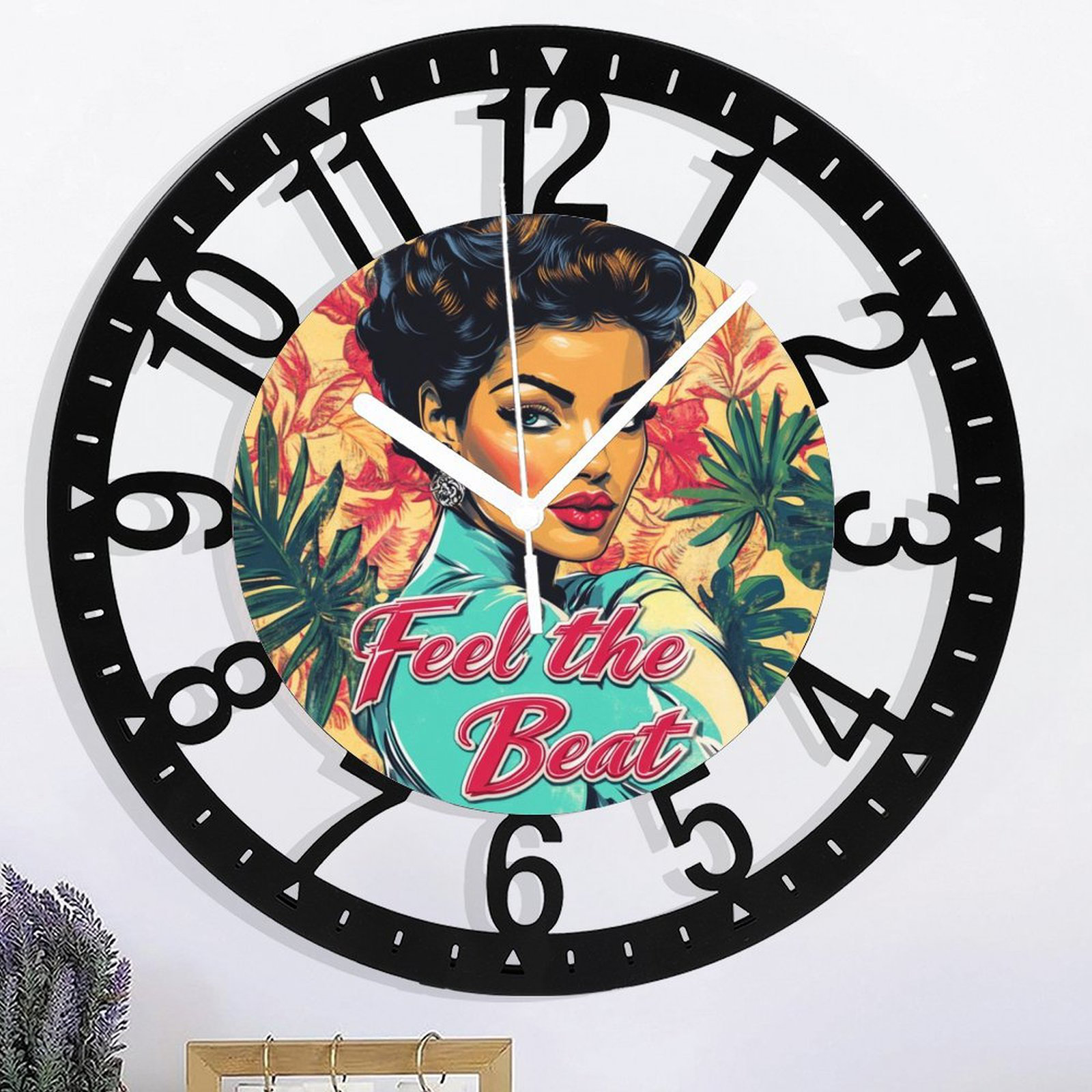 East Urban Home Metal Wall Clock for Living Room -10" Feel The Beat Pin ...