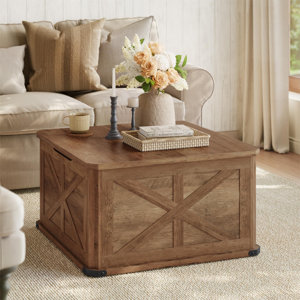 Gracie Oaks Square Coffee Table With Flip-Top Lids & Reviews | Wayfair