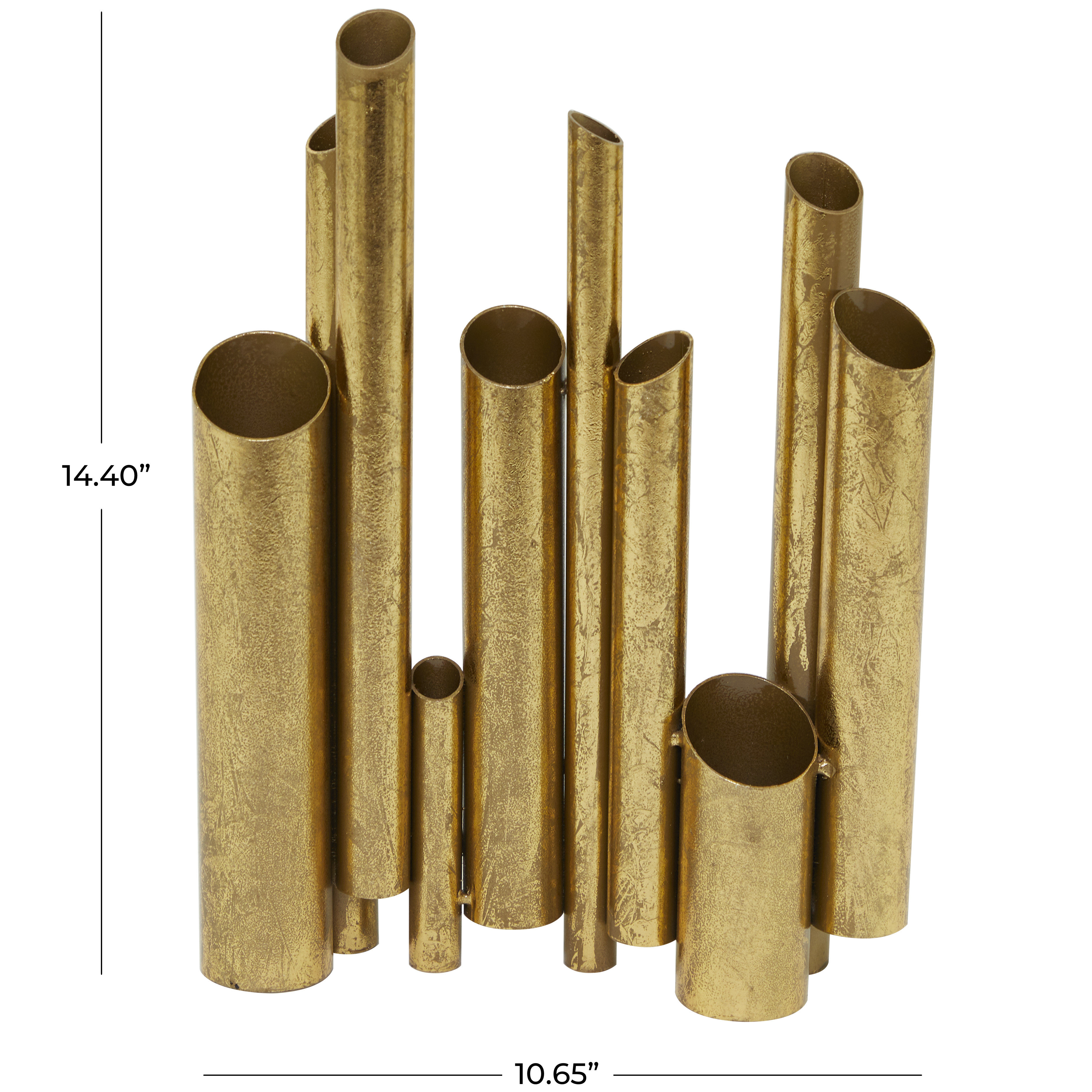 CosmoLiving by Cosmopolitan Gold Metal Organ Pipe Decorative Vase, 11 ...