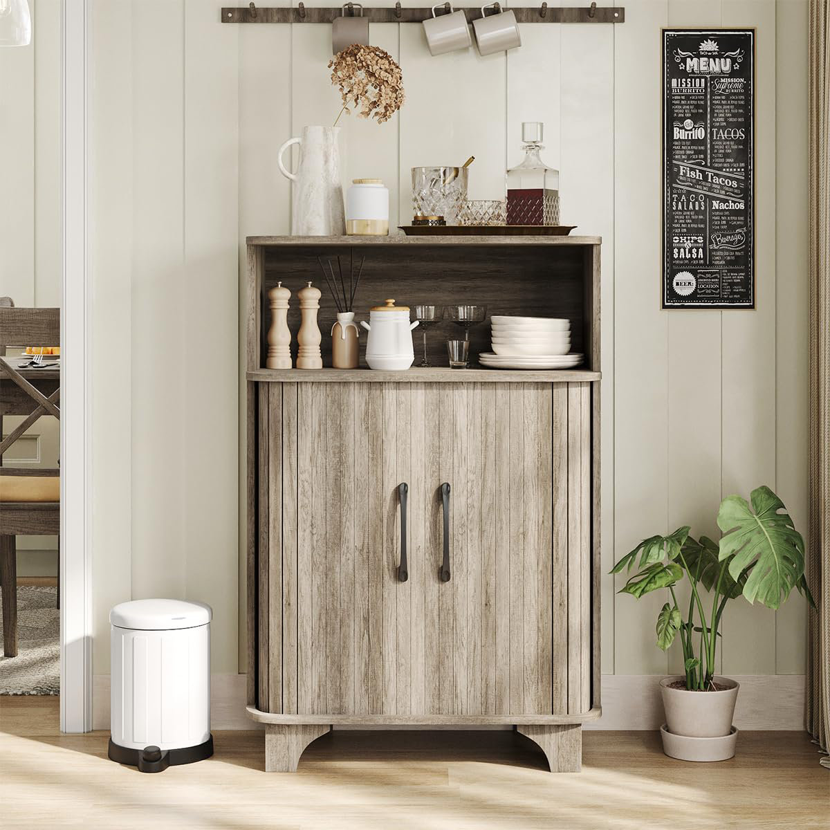 hosote Fluted Storage Cabinet With Open Drawer | Wayfair