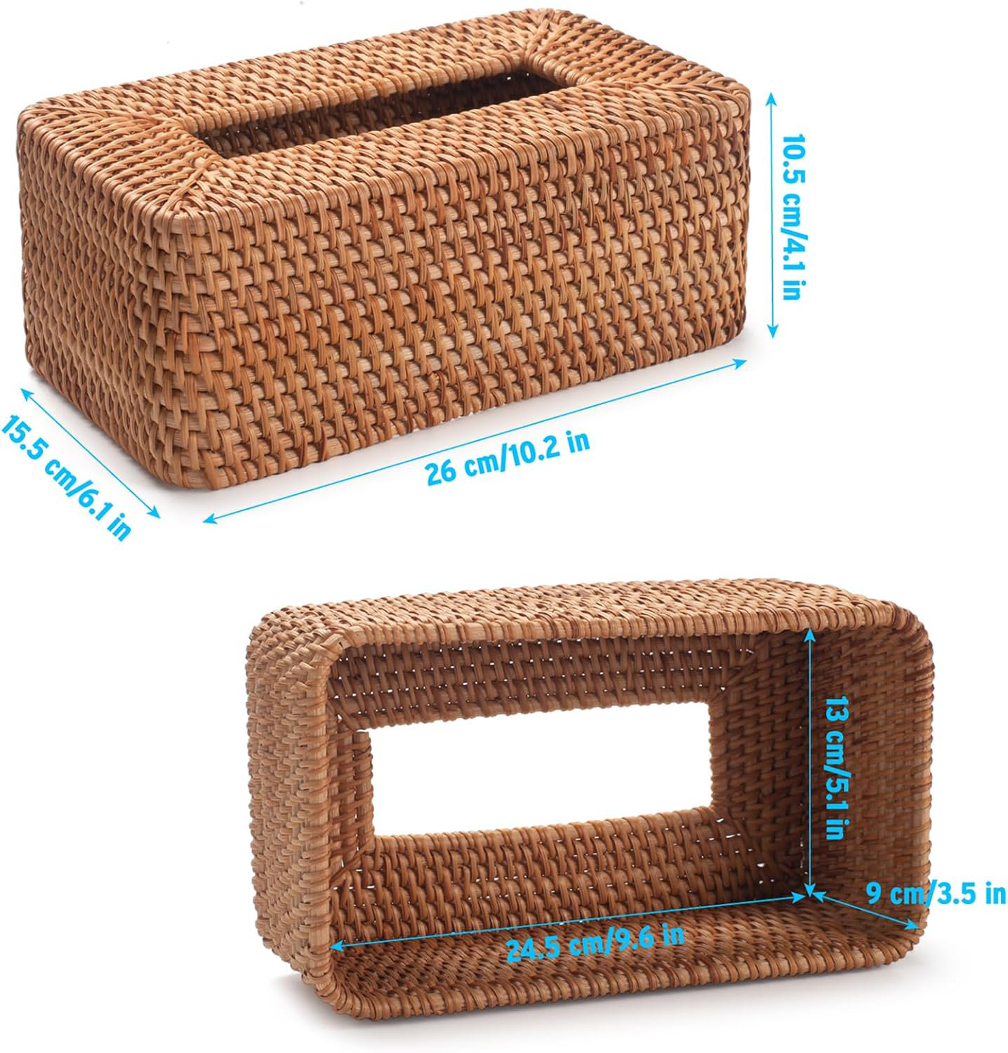 Dakota Fields Rattan Tissue Box Cover, Rectangle Wicker Tissue Box ...