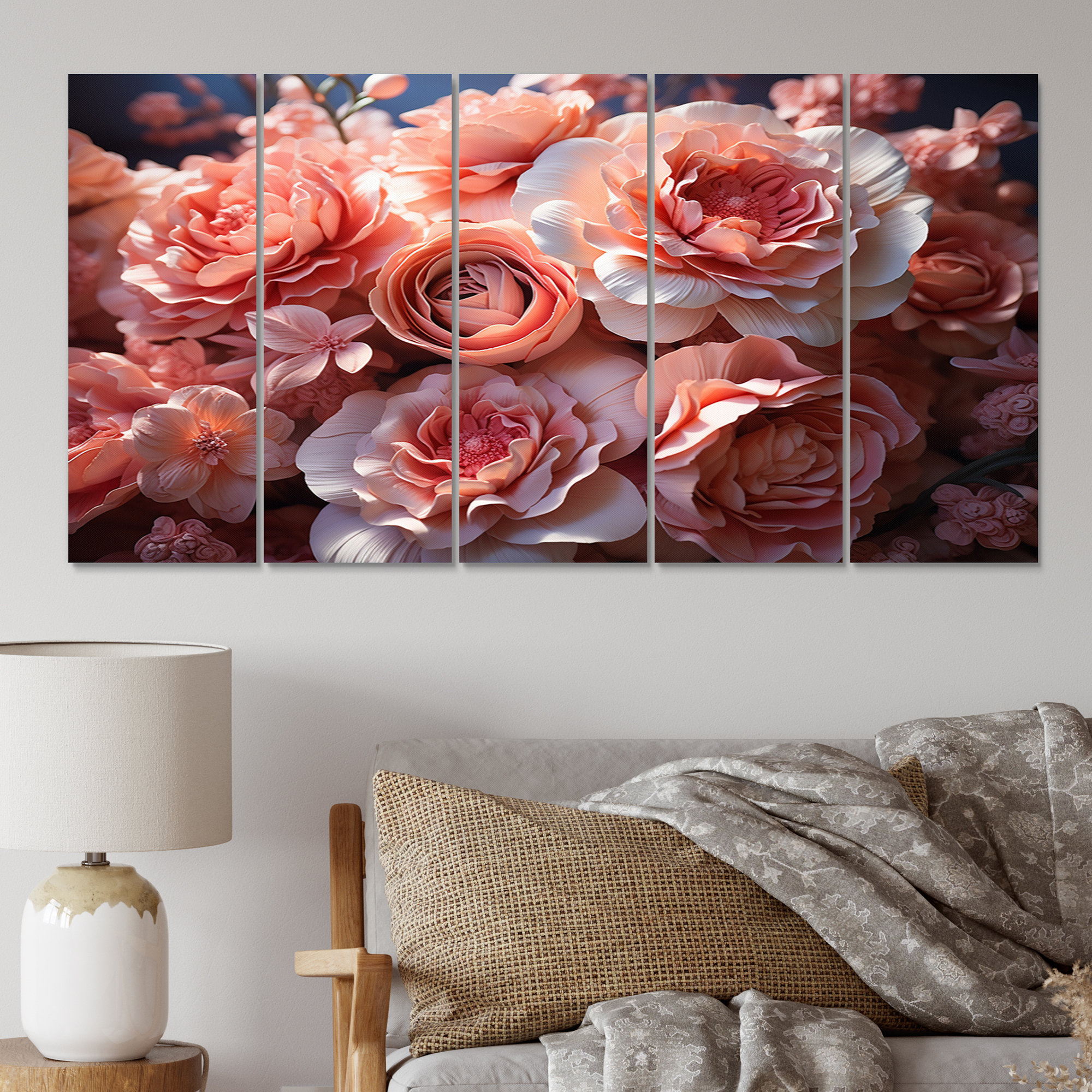 Winston Porter Pink Flowers Bouquet Delicate Harmony I On Canvas 5 ...