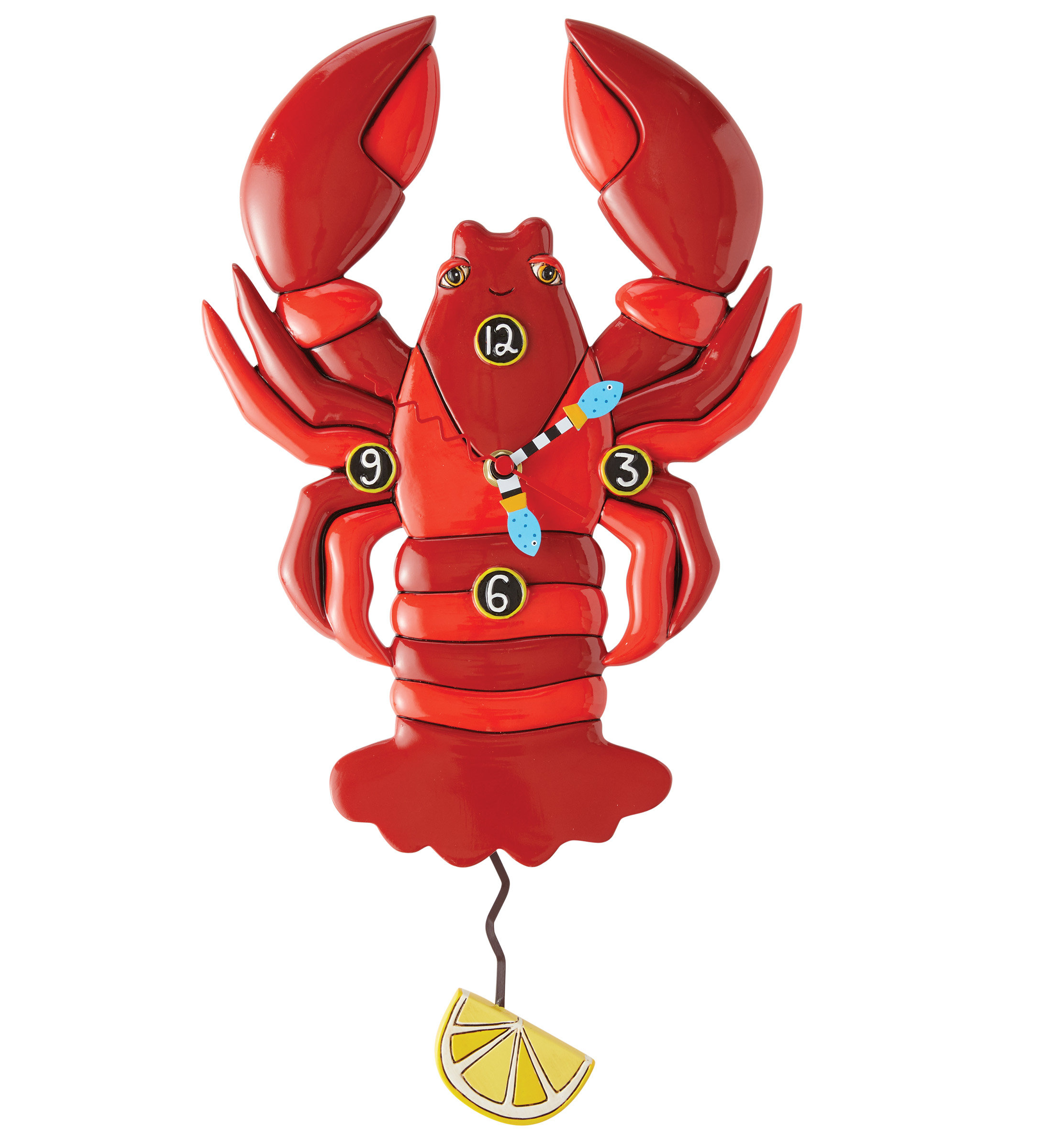 Allen Designs DaPinci the Lobster Battery Operated Sculpted Pendulum Wall Clock 12.28 Inch ...