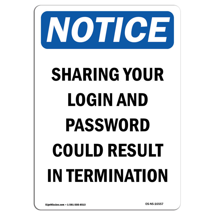 SignMission Sharing Password Result In Termination Sign - Wayfair Canada