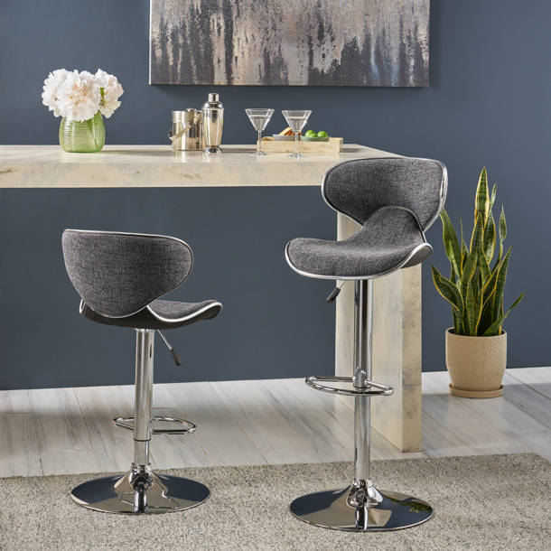 Wrought Studio Heloisa Vegan Leather Swivel Adjustable Height Bar Stool ...