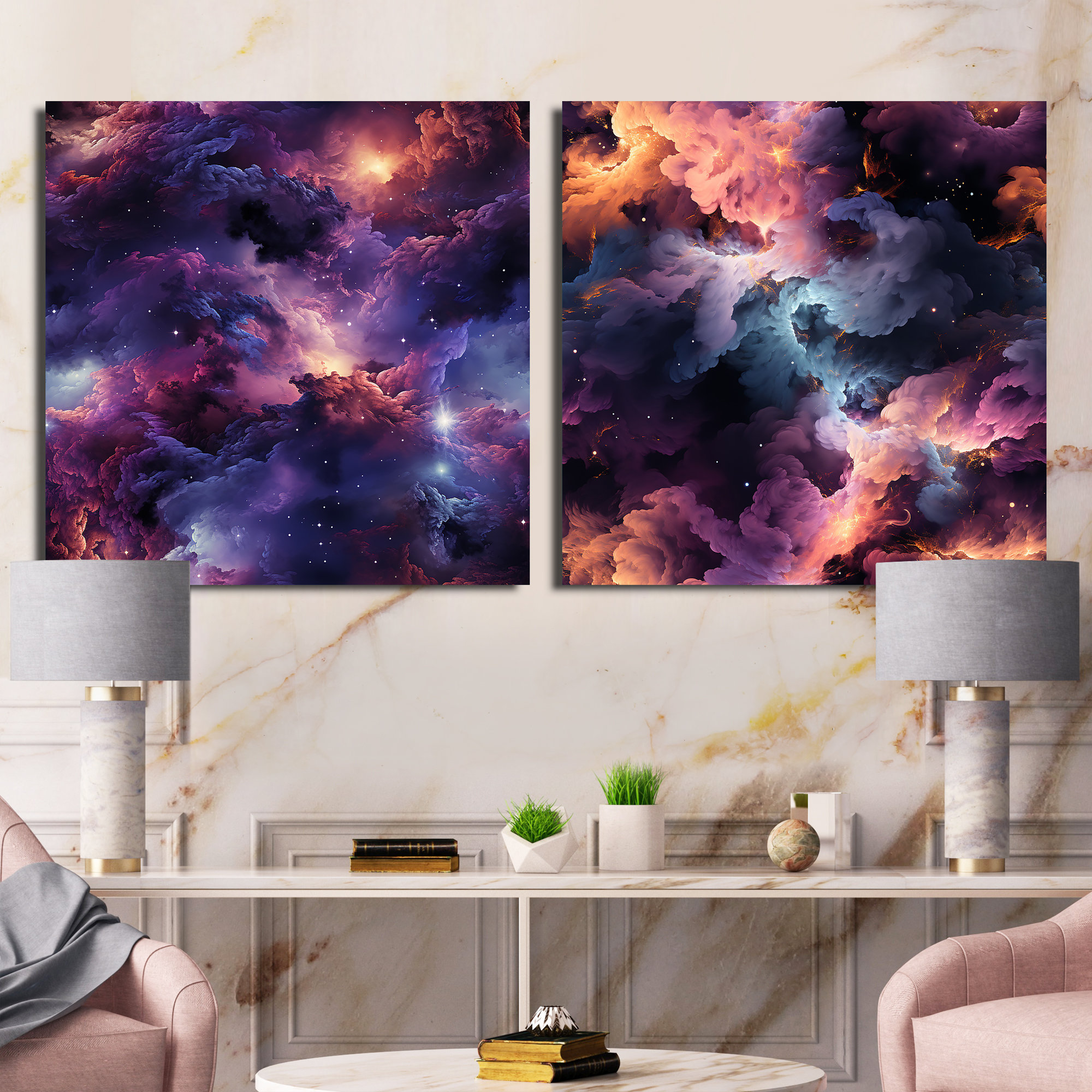 Design Art Enchanted Nebula Moody Patterns - Abstract Square Collage ...