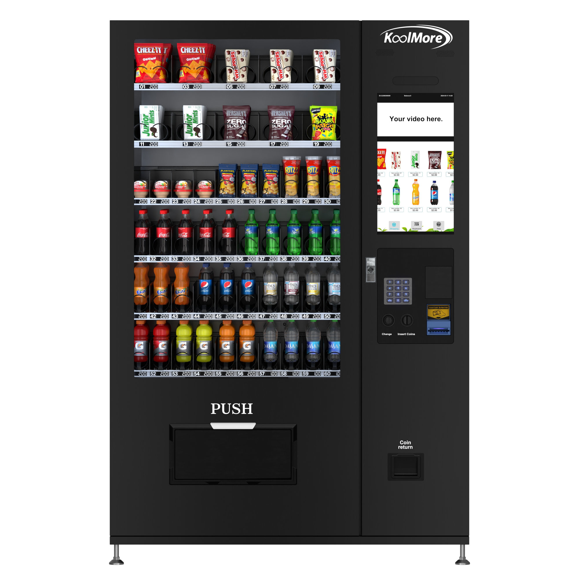 KoolMore Refrigerated Snack Vending Machine 60 Slots and 22 Inch Touch ...