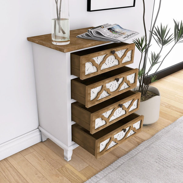 August Grove® Accent Drawer with Carved Detailing and Natural Wood ...