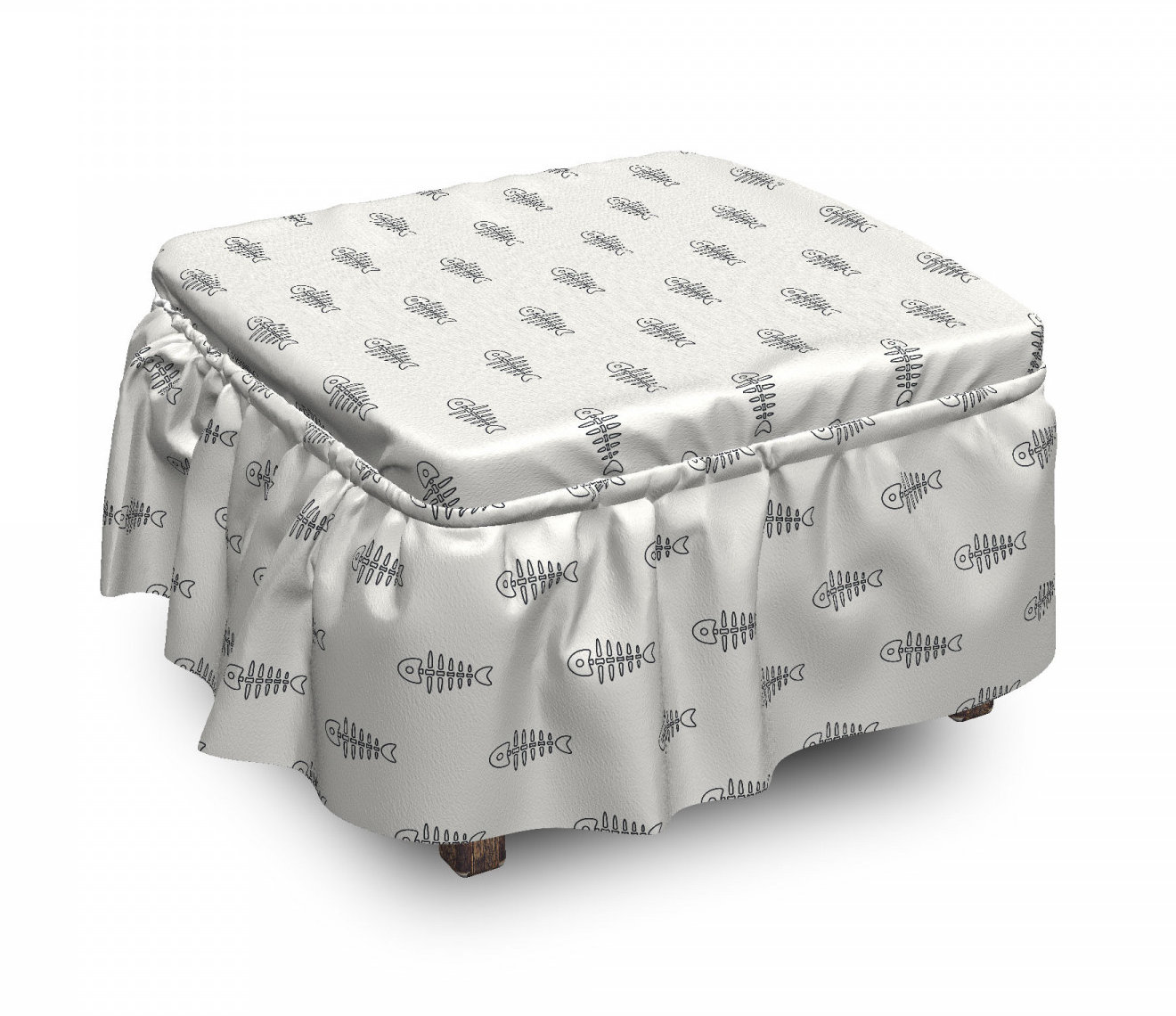 East Urban Home Minimalist Fish Bones Skeleton Ottoman Slipcover | Wayfair