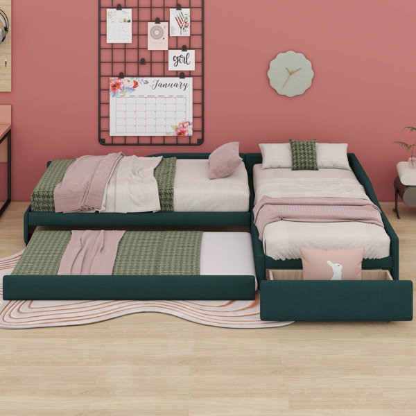 Latitude Run® Twin Platforms Bed with Trundle by Latitude Run® | Wayfair