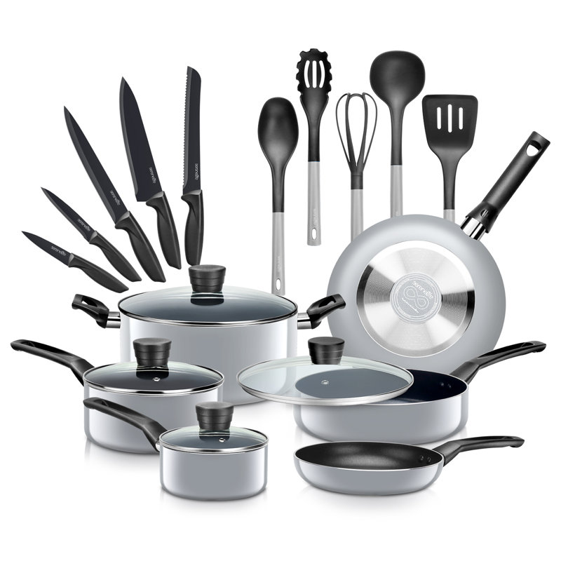 SereneLife 20 - Piece Non-Stick Aluminum Cookware Set & Reviews | Wayfair