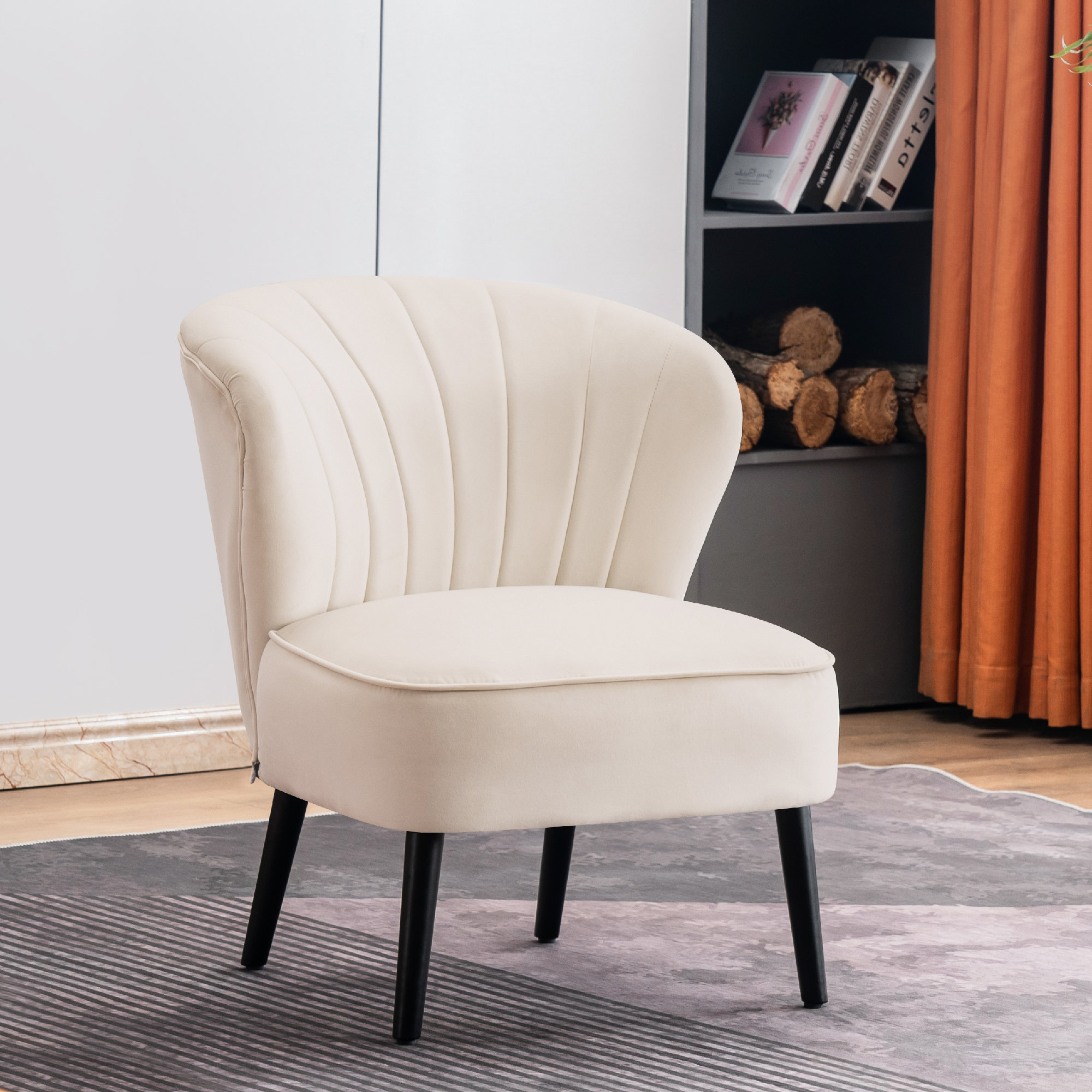 Mercer41 Velvet Accent Chair, Club Chairs, Upholstered Wingback Side ...