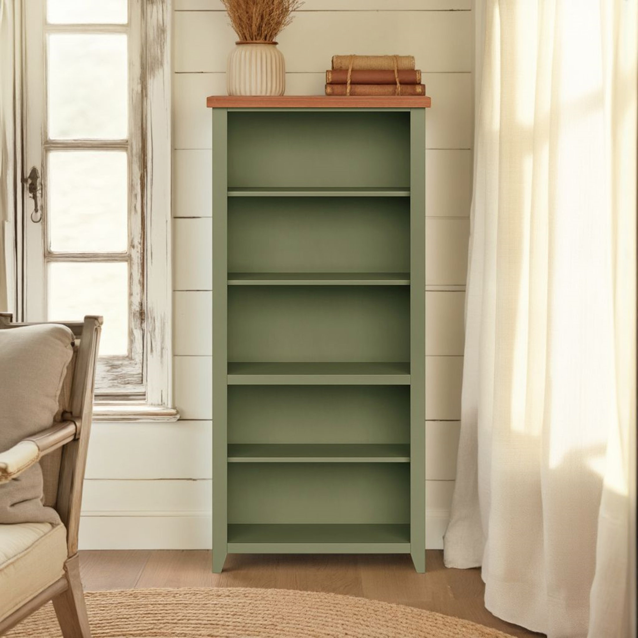 Latitude Run® 72 inch high 5-shelf Bookcase, No Assembly Required, Sage ...