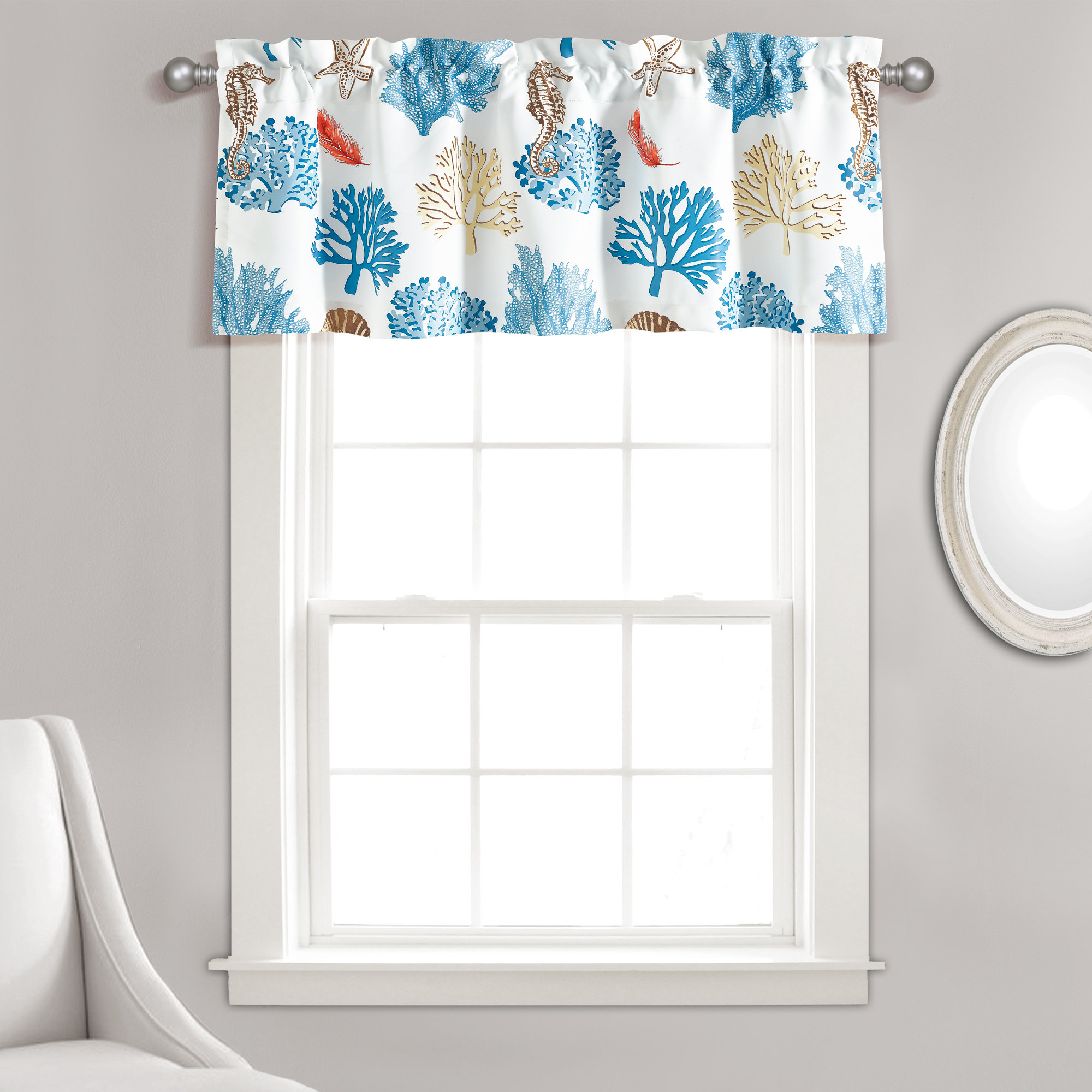 Lush Decor Ruffled 52" Window Valance in Blue/White | Wayfair
