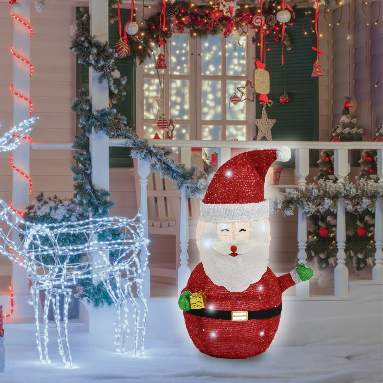 The Holiday Aisle® Battery-Operated Lighted Santa Claus Decoration ...