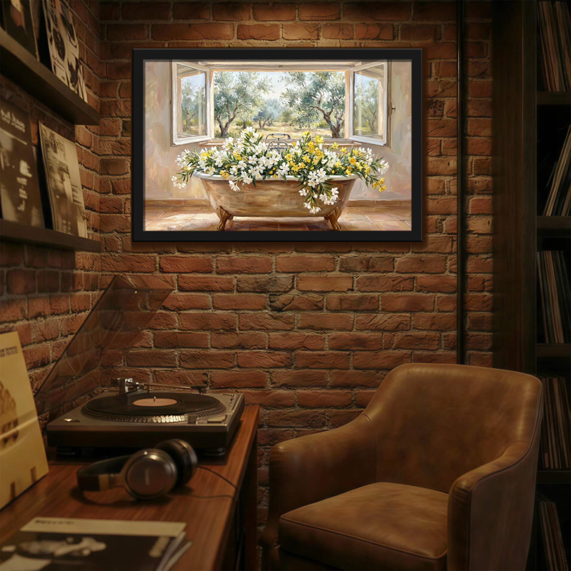 Winston Porter Plants & Flowers Bathtub With Flowers And Open Window ...
