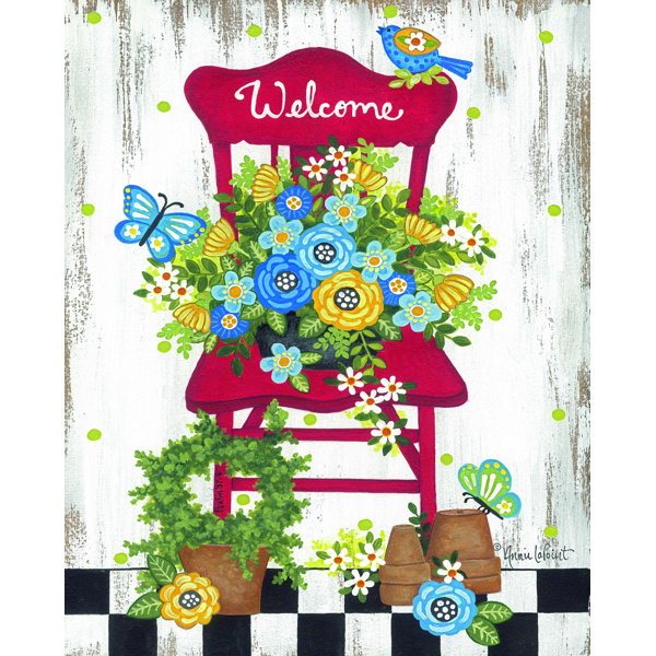 August Grove® Welcome Garden Chair On Canvas by Annie LaPoint Print ...